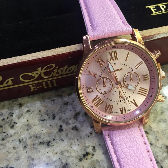 Accessories | Pink Geneva Quartz Watch | Poshmark